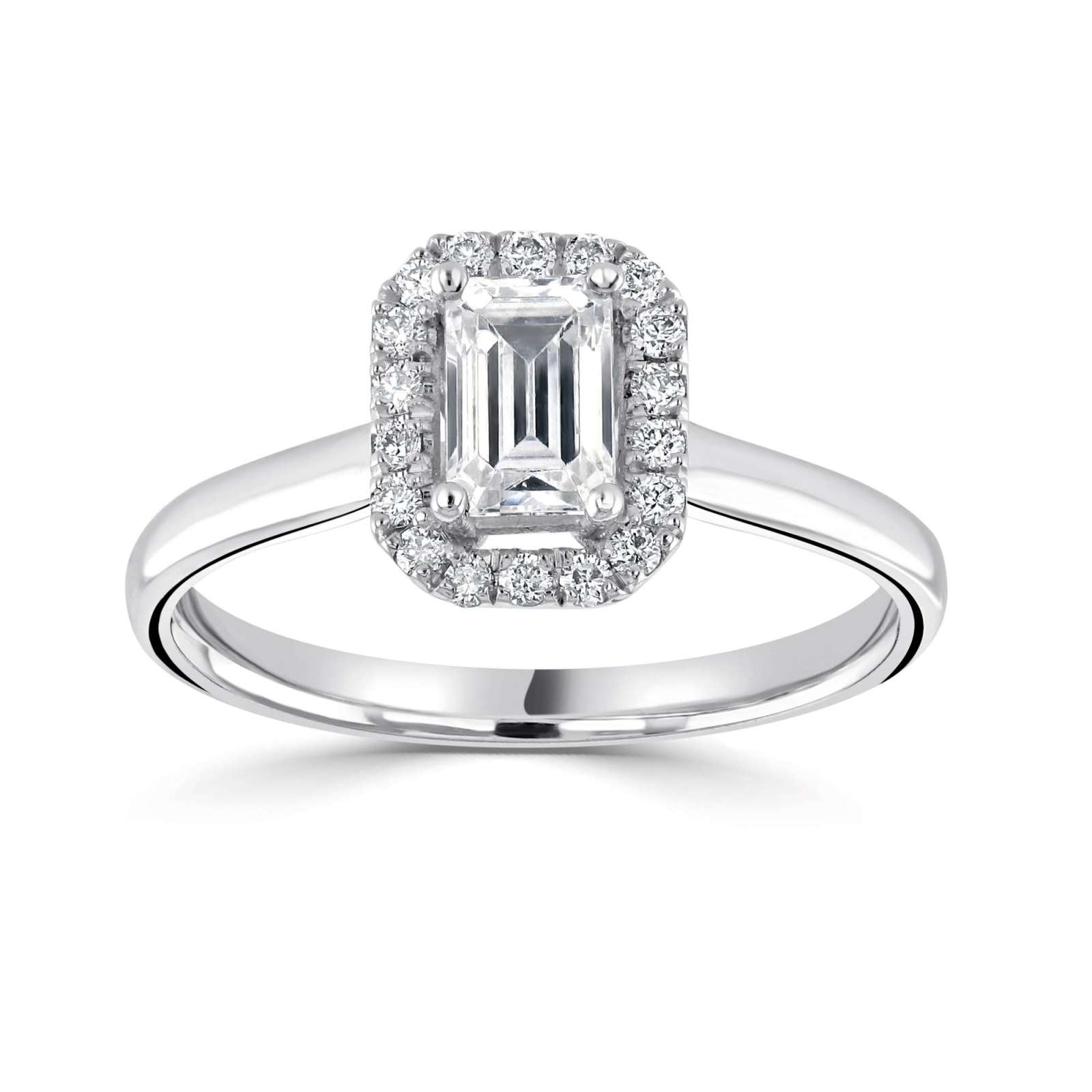 Emerald Halo Diamond Engagement Ring Dublin - Fitzpatrick Diamonds